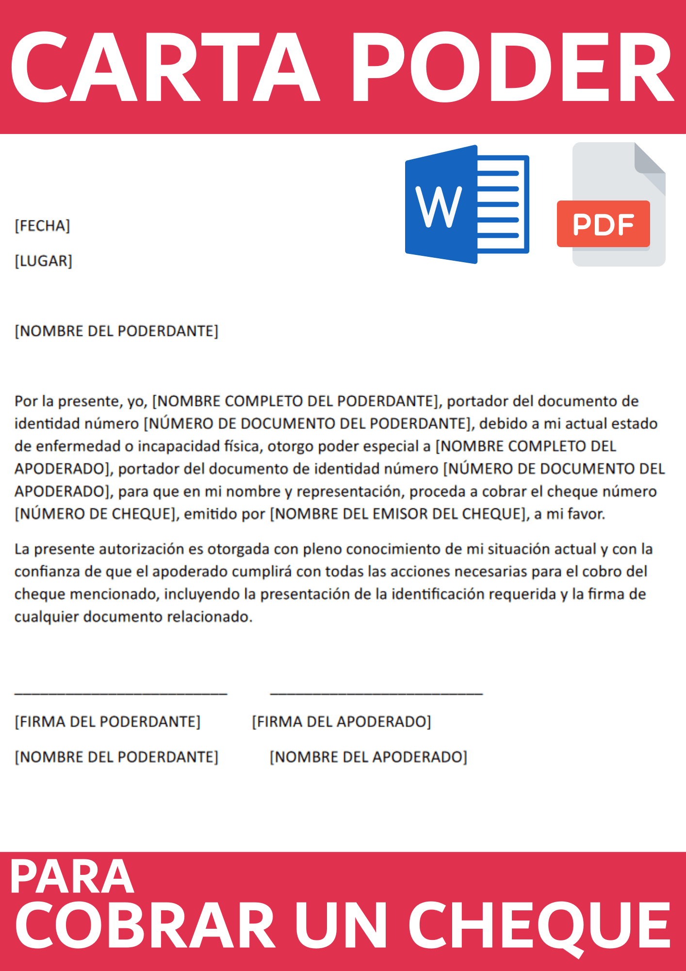 Carta Poder para Cobrar | Ejemplos y Modelos para Descargar Carta Poder para Cobrar | Ejemplos y Modelos para Descargar