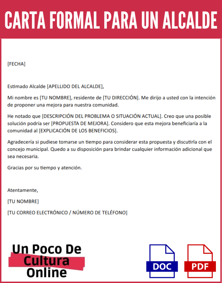 Carta Formal para un Alcalde | Ejemplo para Descargar Gratis