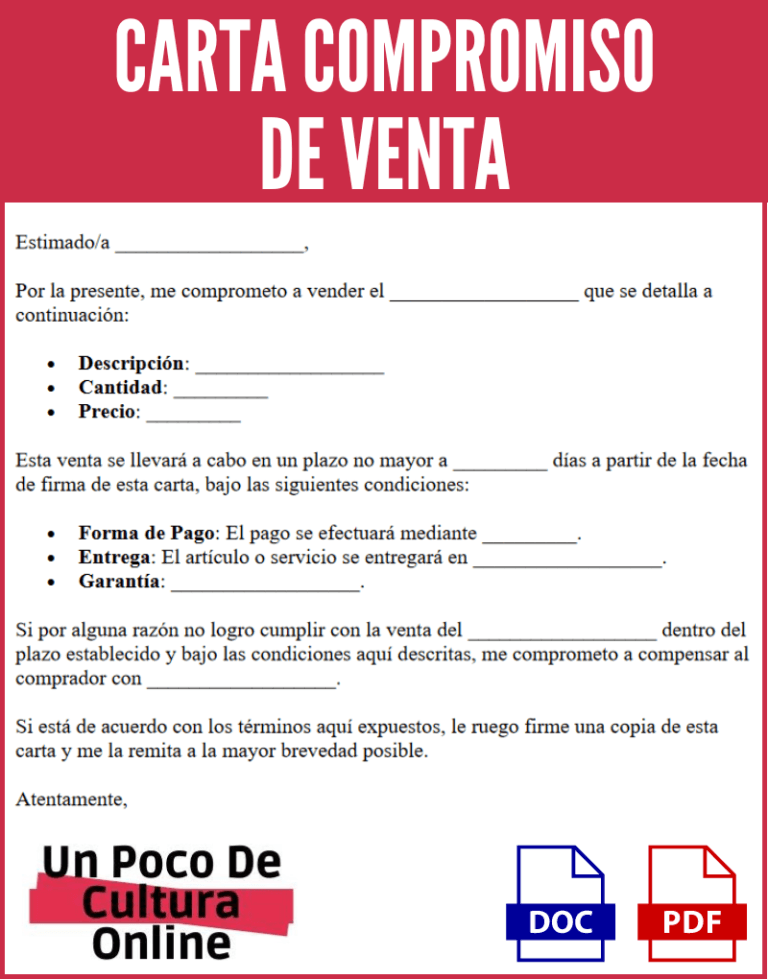 Carta Compromiso de Venta | Descarga Plantillas Gratis