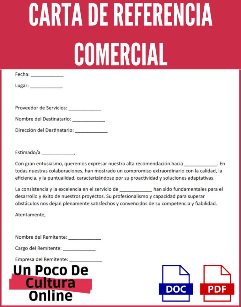 Carta Referencia Comercial | Modelos para Descargar