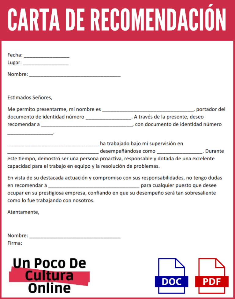 Carta de Recomendación | Ejemplos para Descargar en Word y PDF