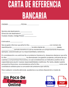 Carta de Referencia Bancaria | Ejemplos en Word y PDF