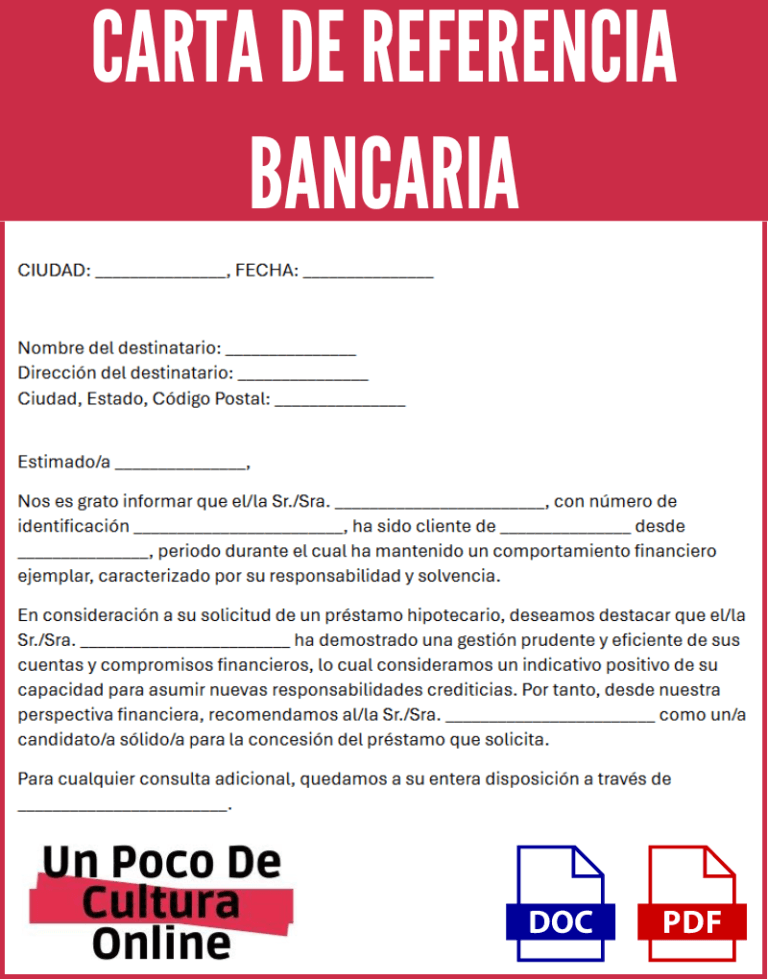 Carta de Referencia Bancaria | Ejemplos en Word y PDF