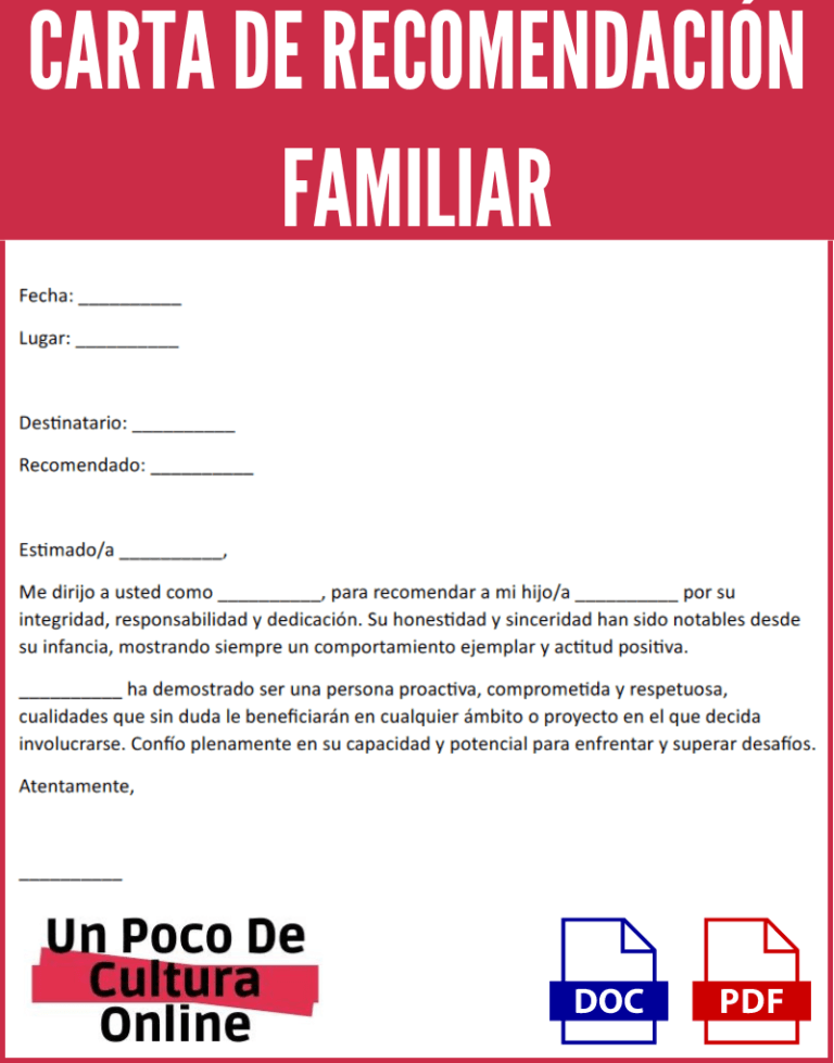 Ejemplo De Carta De Recomendacion Familiar