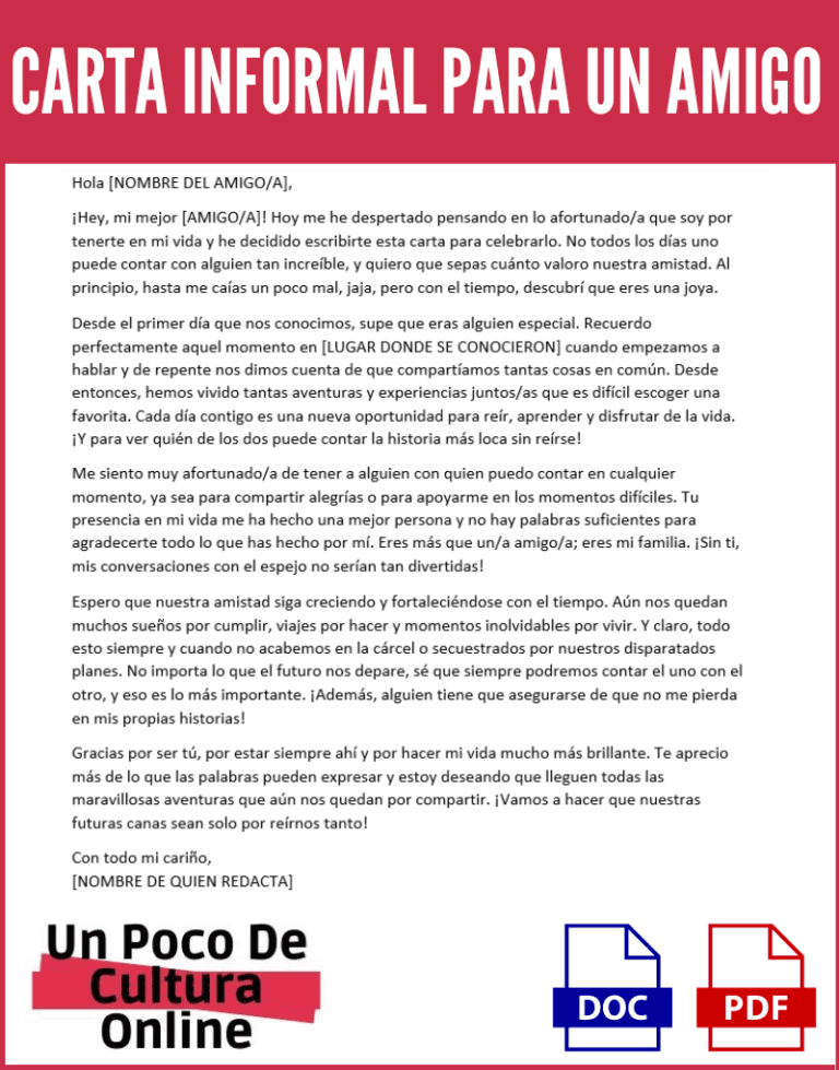 Carta Informal para un Amigo | Ejemplos Gratis en Word y PDF