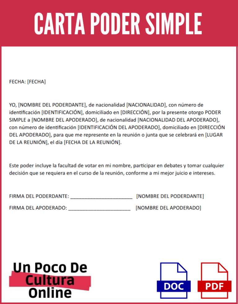Carta Poder Simple | Modelos con Ejemplos Word Y PDF
