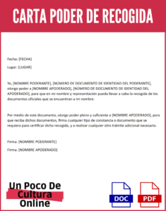 Carta Poder de Recogida | Tipos y Ejemplos en Word y PDF