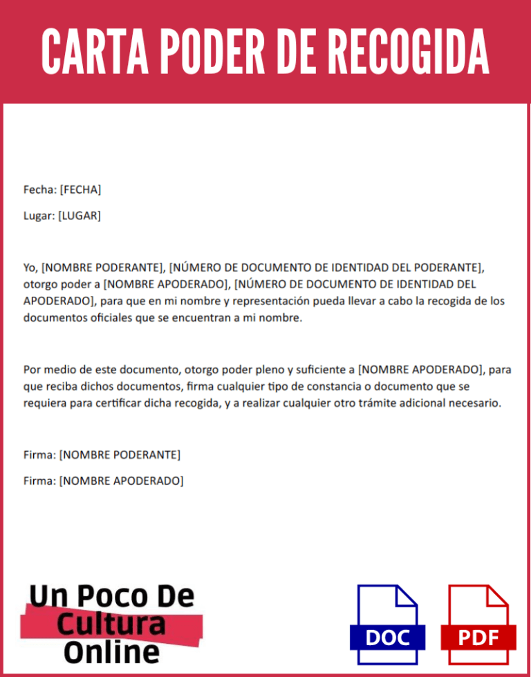 Carta Poder de Recogida | Tipos y Ejemplos en Word y PDF