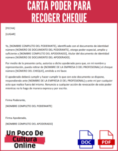 Carta Poder para Recoger Cheque | Modelos para Descargar