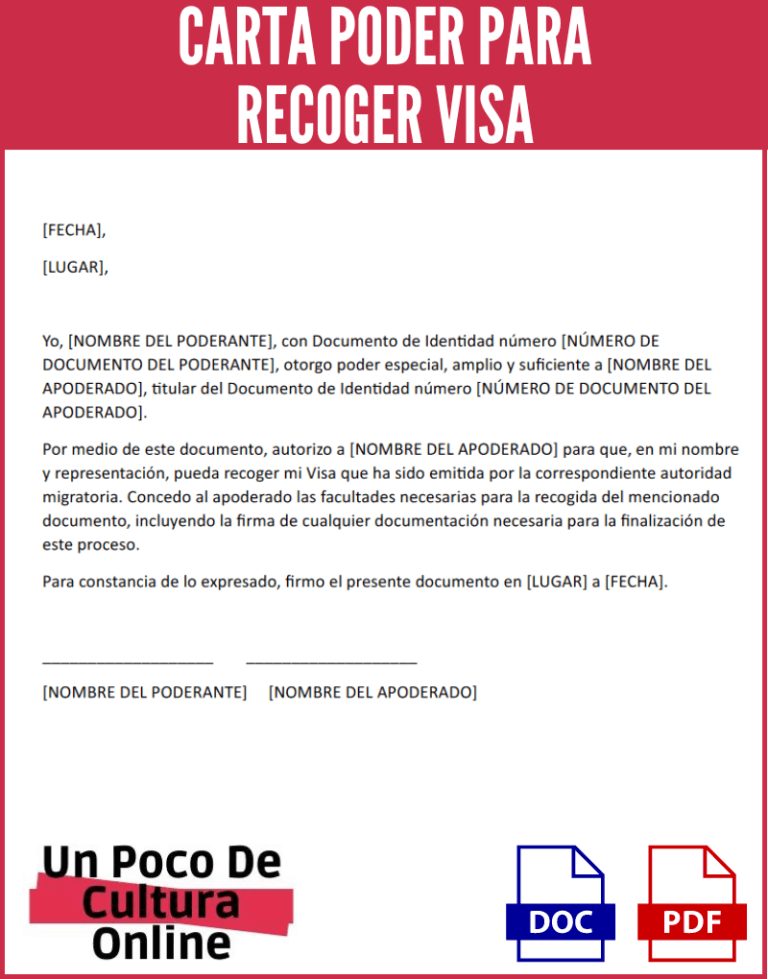 Carta Poder para Recoger Visa | Modelos y Ejemplos Gratis