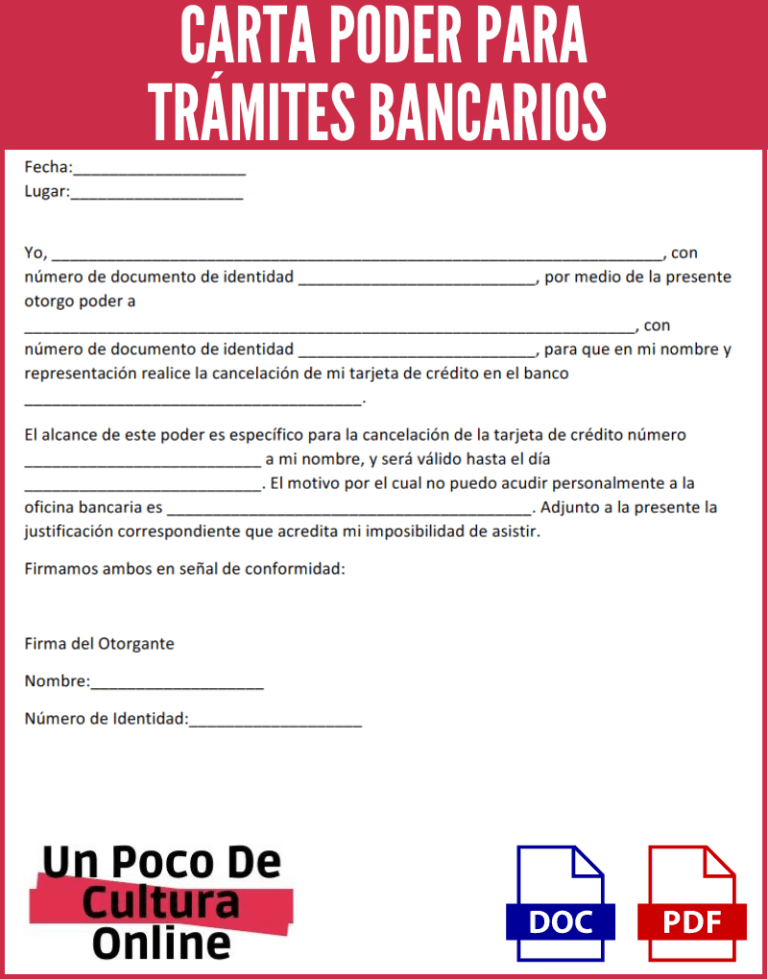 Carta Poder para Trámites Bancarios | Modelos en Word y PDF