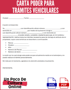 Carta Poder para Trámites Vehiculares | Ejemplos Gratis