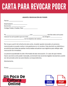 Carta para Revocar Poder | Modelos y Ejemplos en Word y PDF