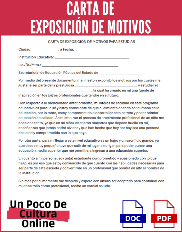 Carta de Exposición de Motivos | Modelos con Ejemplos