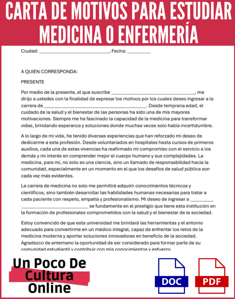 Carta de Motivos para Medicina o Enfermería | Con Ejemplos