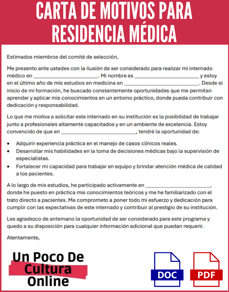 Carta de Motivos Residencia Médica | Modelos y Ejemplos
