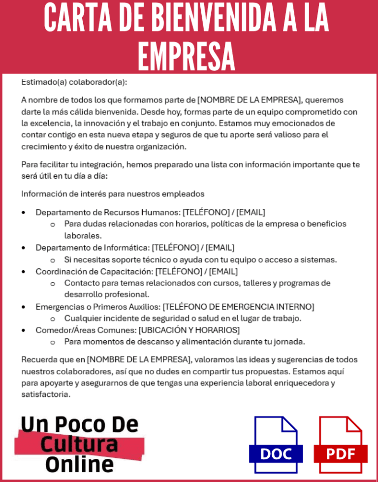 Carta de Bienvenida a la Empresa | Modelos para Descargar