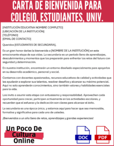 Carta de Bienvenida al Colegio o Universidad | Con Ejemplos