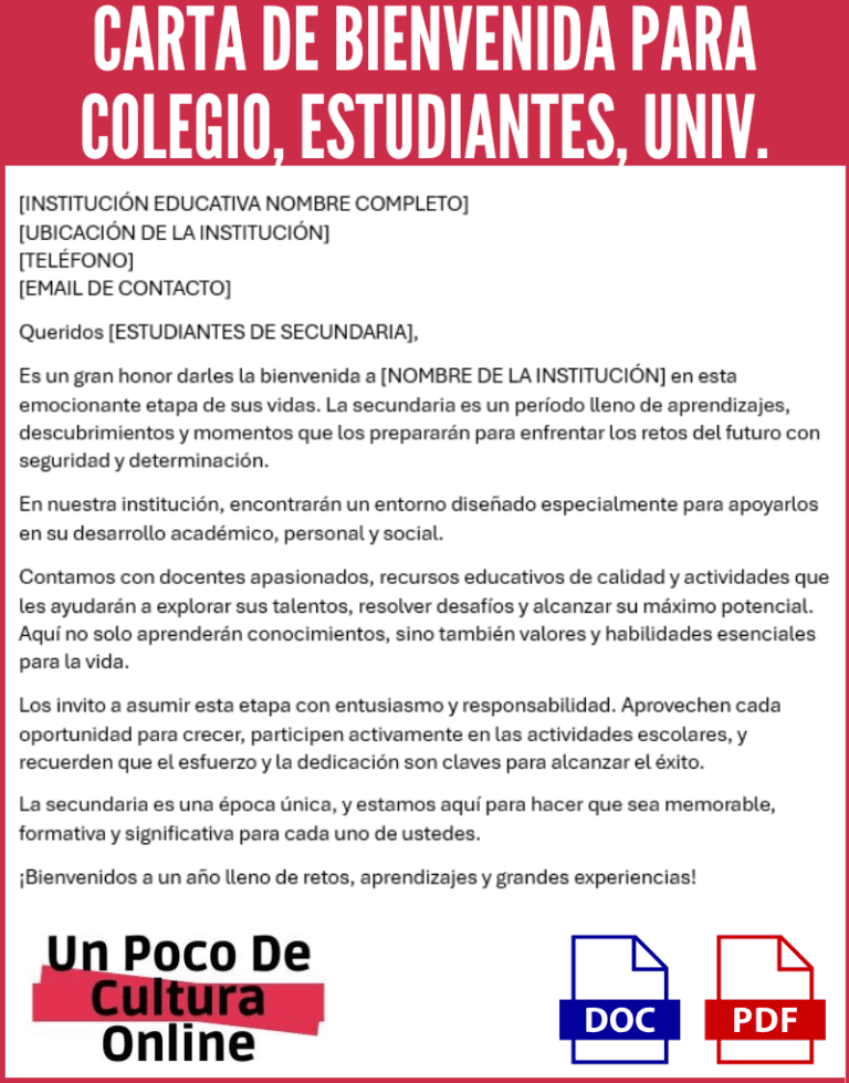 Carta de Bienvenida al Colegio o Universidad | Con Ejemplos