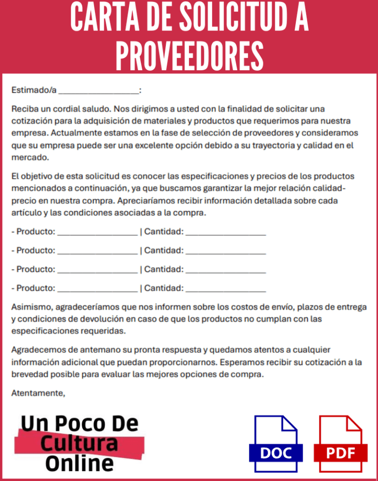 Carta de Solicitud a Proveedores | Modelos y Ejemplos en Word y PDF