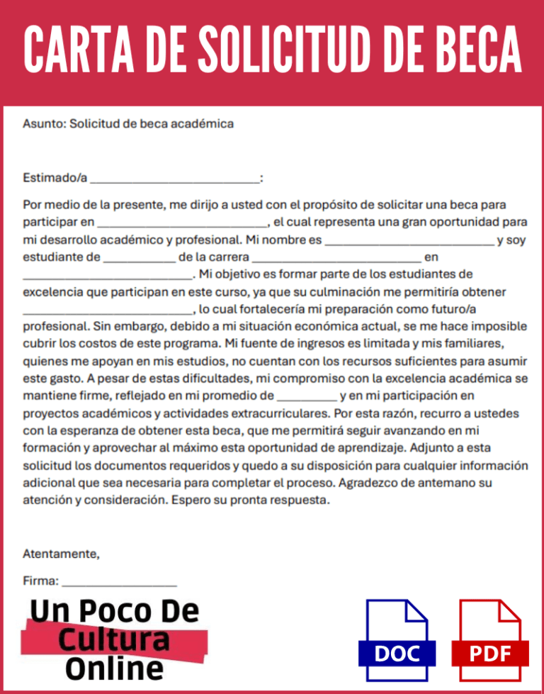 Carta de Solicitud de Beca | Modelos con Ejemplos | Word-PDF
