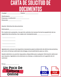 Carta de Solicitud de Documentos | Modelos y Ejemplos Word - PDF