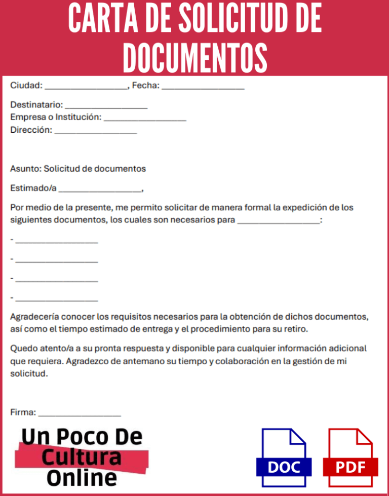 Carta de Solicitud de Documentos | Modelos y Ejemplos Word - PDF