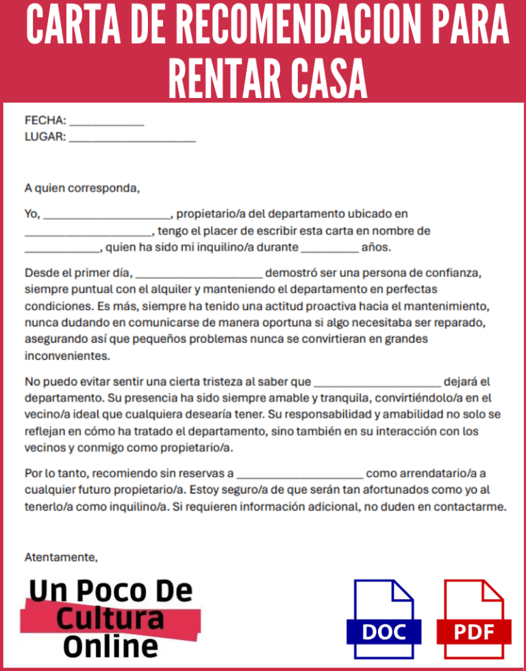 Carta de Recomendación para Arrendatario | Ejemplos Gratis!