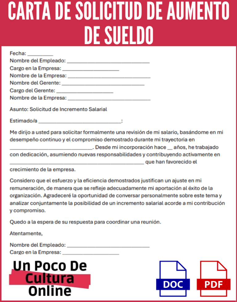 Carta de Solicitud de Aumento de Sueldo | Ejemplos Word y PDF