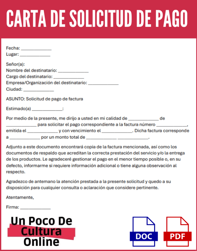 Carta de Solicitud de Pago | Modelos y Ejemplos | Word y PDF