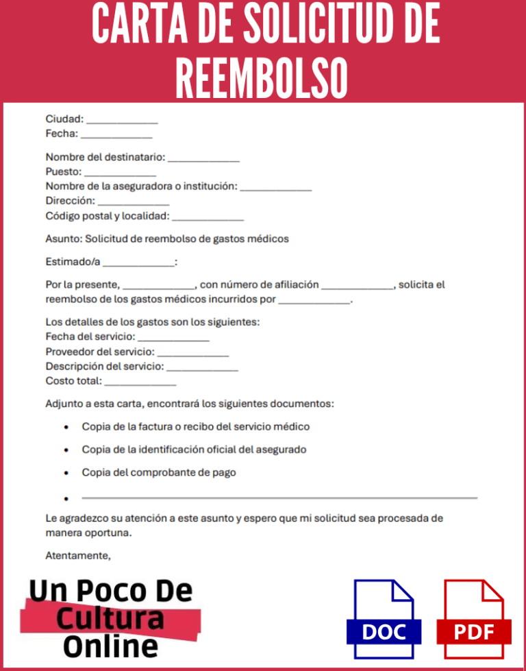 Carta de Solicitud de Reembolso | Ejemplos en Word y PDF