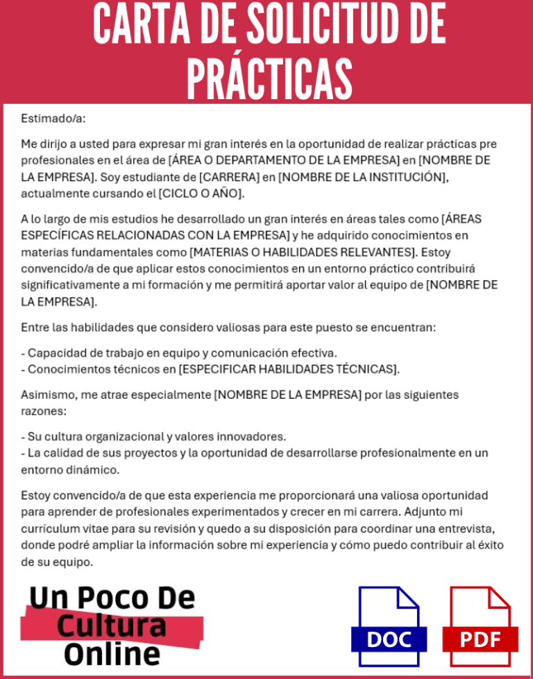 Carta de Solicitud de Prácticas | Modelos y Ejemplos Word y PDF