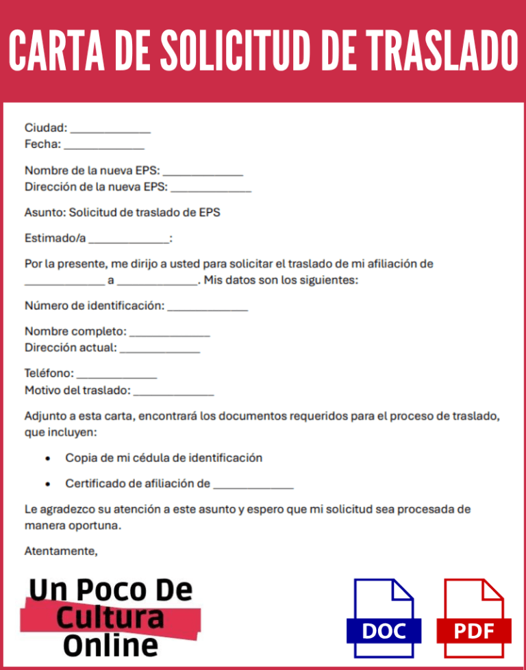 Carta de Solicitud de Traslado | Ejemplos en Word y PDF